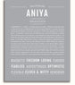 Aniya Personalized Name Meaning Art Prints – Name Stories