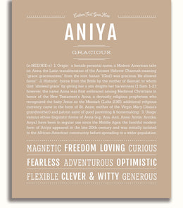 Aniya | Name Art Print – Name Stories