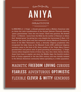 Aniya | Name Art Print – Name Stories