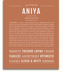 Aniya Personalized Name Meaning Art Prints – Name Stories