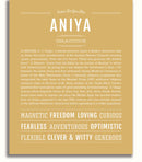 Aniya Personalized Name Meaning Art Prints – Name Stories