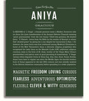 Aniya Personalized Name Meaning Art Prints – Name Stories