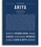 Aniya Personalized Name Meaning Art Prints – Name Stories