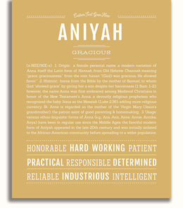 Aniyah | Name Art Print – Name Stories