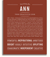 Ann Personalized Name Meaning Art Prints – Name Stories