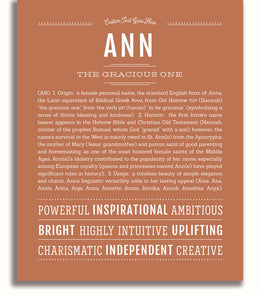 Ann Personalized Name Meaning Art Prints – Name Stories