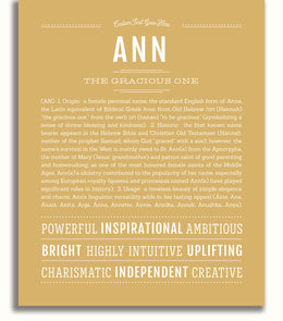 Ann Personalized Name Meaning Art Prints – Name Stories