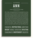 Ann Personalized Name Meaning Art Prints – Name Stories
