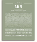 Ann Personalized Name Meaning Art Prints – Name Stories