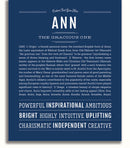 Ann Personalized Name Meaning Art Prints – Name Stories