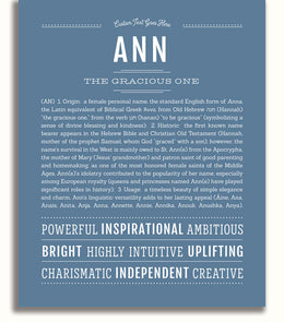 Ann Personalized Name Meaning Art Prints – Name Stories