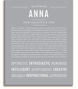 Anna Personalized Name Meaning Art Prints – Name Stories