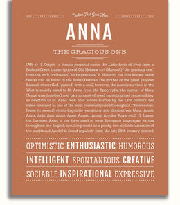 Anna Personalized Name Meaning Art Prints – Name Stories