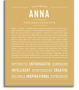 Anna Personalized Name Meaning Art Prints – Name Stories