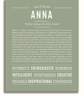 Anna Personalized Name Meaning Art Prints – Name Stories