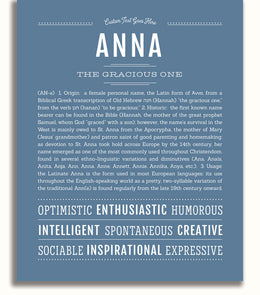 Anna Personalized Name Meaning Art Prints – Name Stories