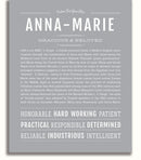 Annamarie Personalized Name Meaning Art Prints – Name Stories