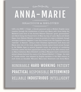 Annamarie Personalized Name Meaning Art Prints – Name Stories