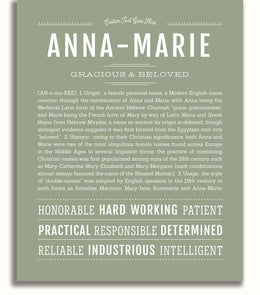 Annamarie Personalized Name Meaning Art Prints – Name Stories