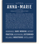 Annamarie Personalized Name Meaning Art Prints – Name Stories