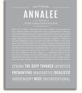 Annalee Personalized Name Meaning Art Prints – Name Stories