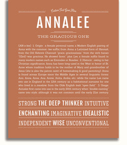 Annalee Personalized Name Meaning Art Prints – Name Stories
