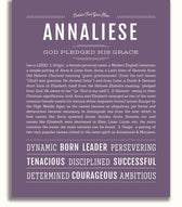 Annaliese Personalized Name Meaning Art Prints – Name Stories