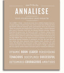 Annaliese Personalized Name Meaning Art Prints – Name Stories
