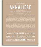 Annaliese Personalized Name Meaning Art Prints – Name Stories