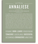 Annaliese Personalized Name Meaning Art Prints – Name Stories