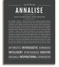 Annalise Personalized Name Meaning Art Prints – Name Stories