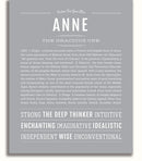 Anne Personalized Name Meaning Art Prints – Name Stories
