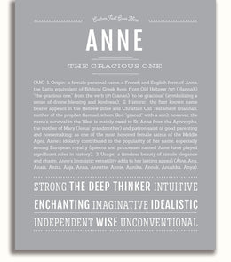 Anne Personalized Name Meaning Art Prints – Name Stories