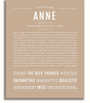 Anne Personalized Name Meaning Art Prints – Name Stories