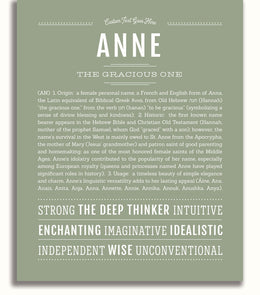 Anne Personalized Name Meaning Art Prints – Name Stories