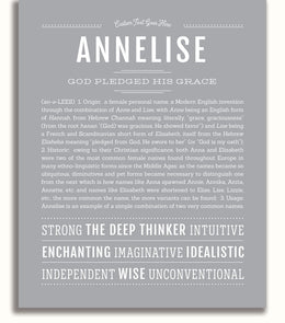 Annelise Personalized Name Meaning Art Prints – Name Stories