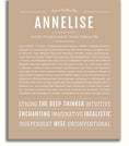 Annelise Personalized Name Meaning Art Prints – Name Stories