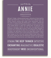 Annie Personalized Name Meaning Art Prints – Name Stories