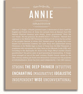 Annie Personalized Name Meaning Art Prints – Name Stories