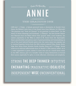Annie Personalized Name Meaning Art Prints – Name Stories