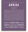 Annika Personalized Name Meaning Art Prints – Name Stories