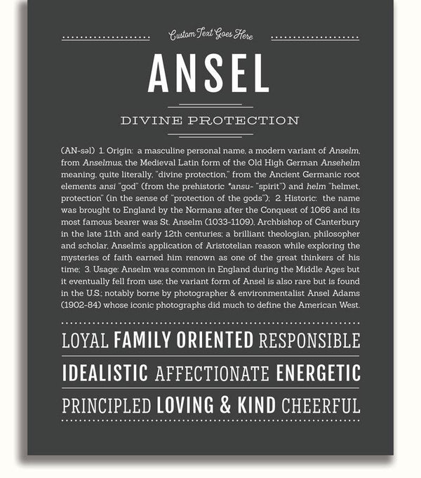 Ansel | Name Art Print - Personalized Custom Gifts – Name Stories