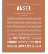 Ansel Personalized Name Meaning Art Prints – Name Stories
