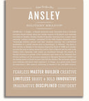 Ansley Personalized Name Meaning Art Prints – Name Stories