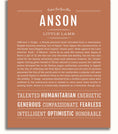 Anson Personalized Name Meaning Art Prints – Name Stories