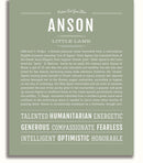 Anson Personalized Name Meaning Art Prints – Name Stories
