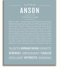 Anson Personalized Name Meaning Art Prints – Name Stories