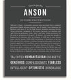 Anson Personalized Name Meaning Art Prints – Name Stories