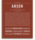 Anson Personalized Name Meaning Art Prints – Name Stories