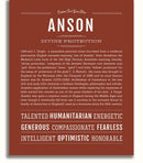 Anson Personalized Name Meaning Art Prints – Name Stories
